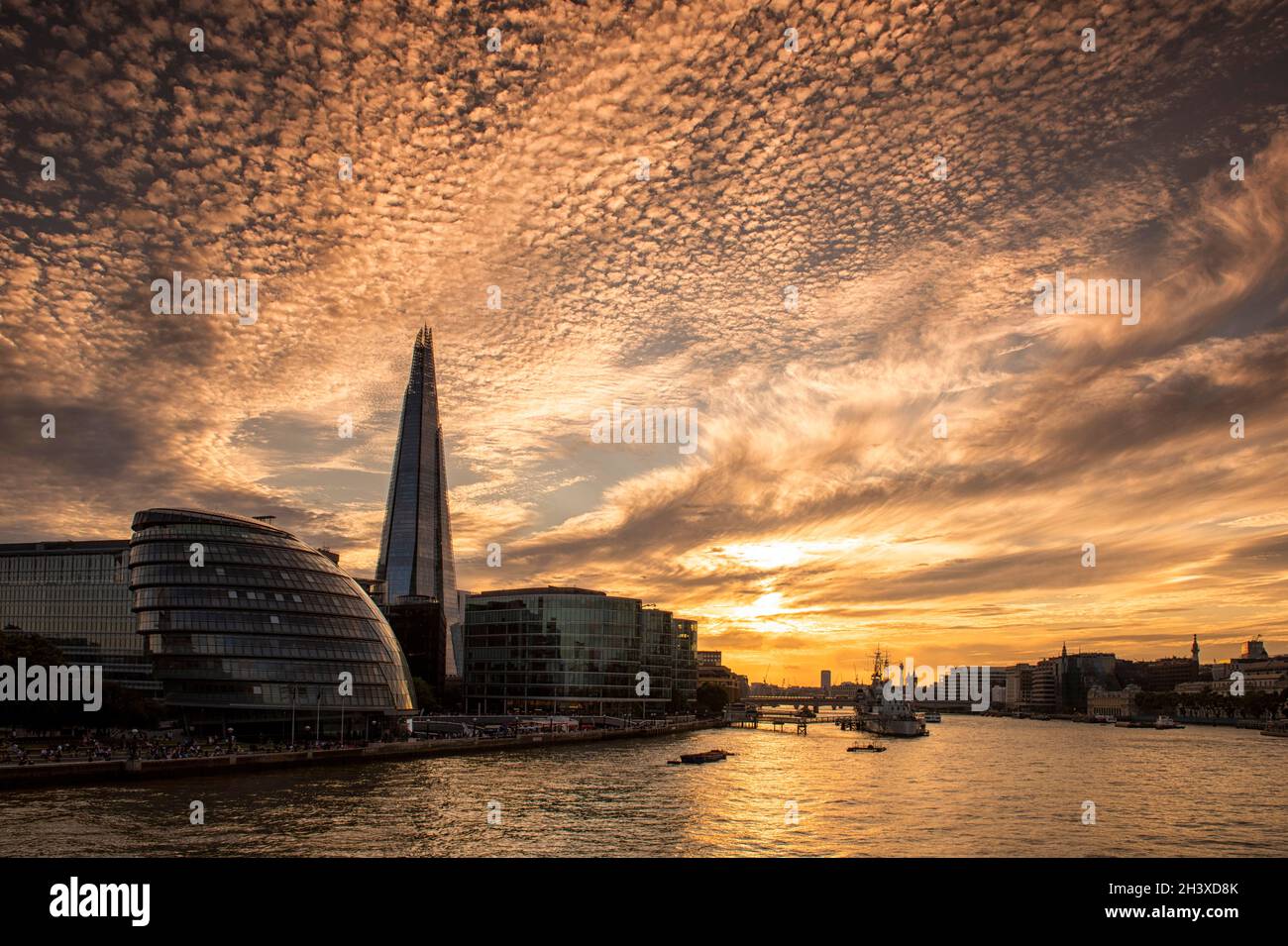 Sunset at the Shard and River Thames, captured from Tower Bridge in ...