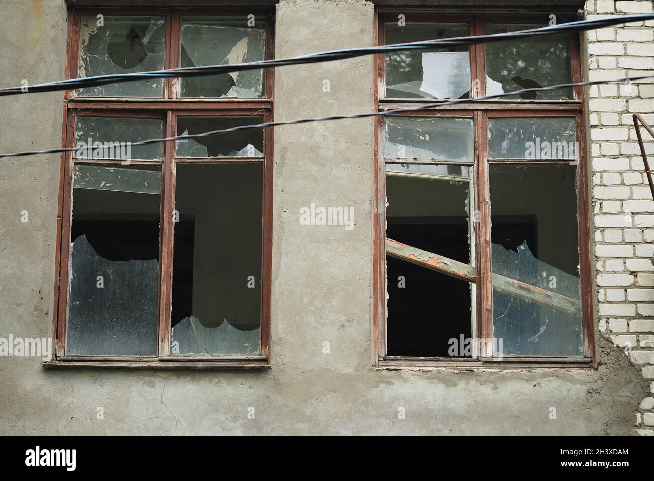 Abandoned, ruined buildings with broken windows. High quality photo ...
