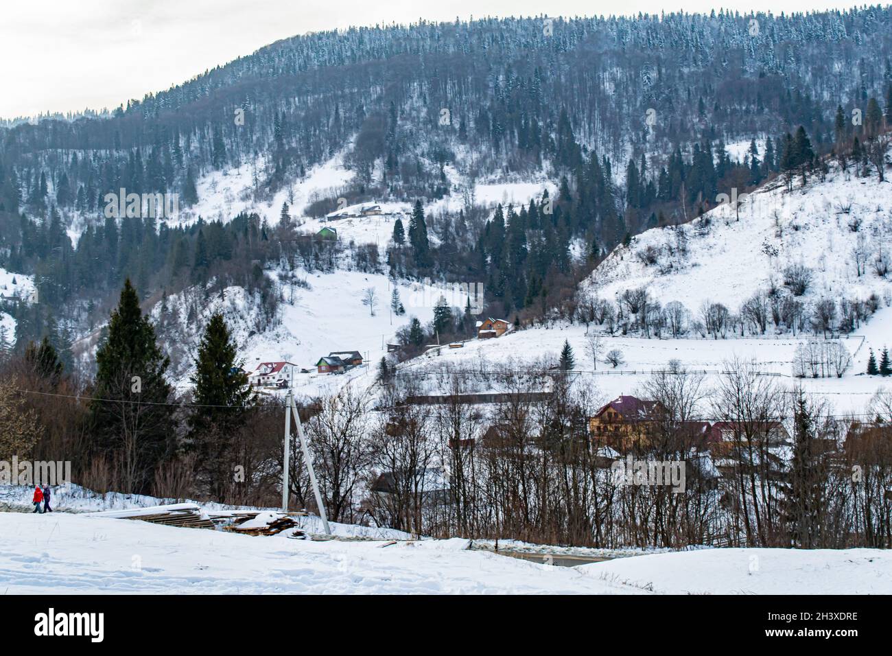 Typical country side landscape in Slavske, Ukraine Stock Photo - Alamy