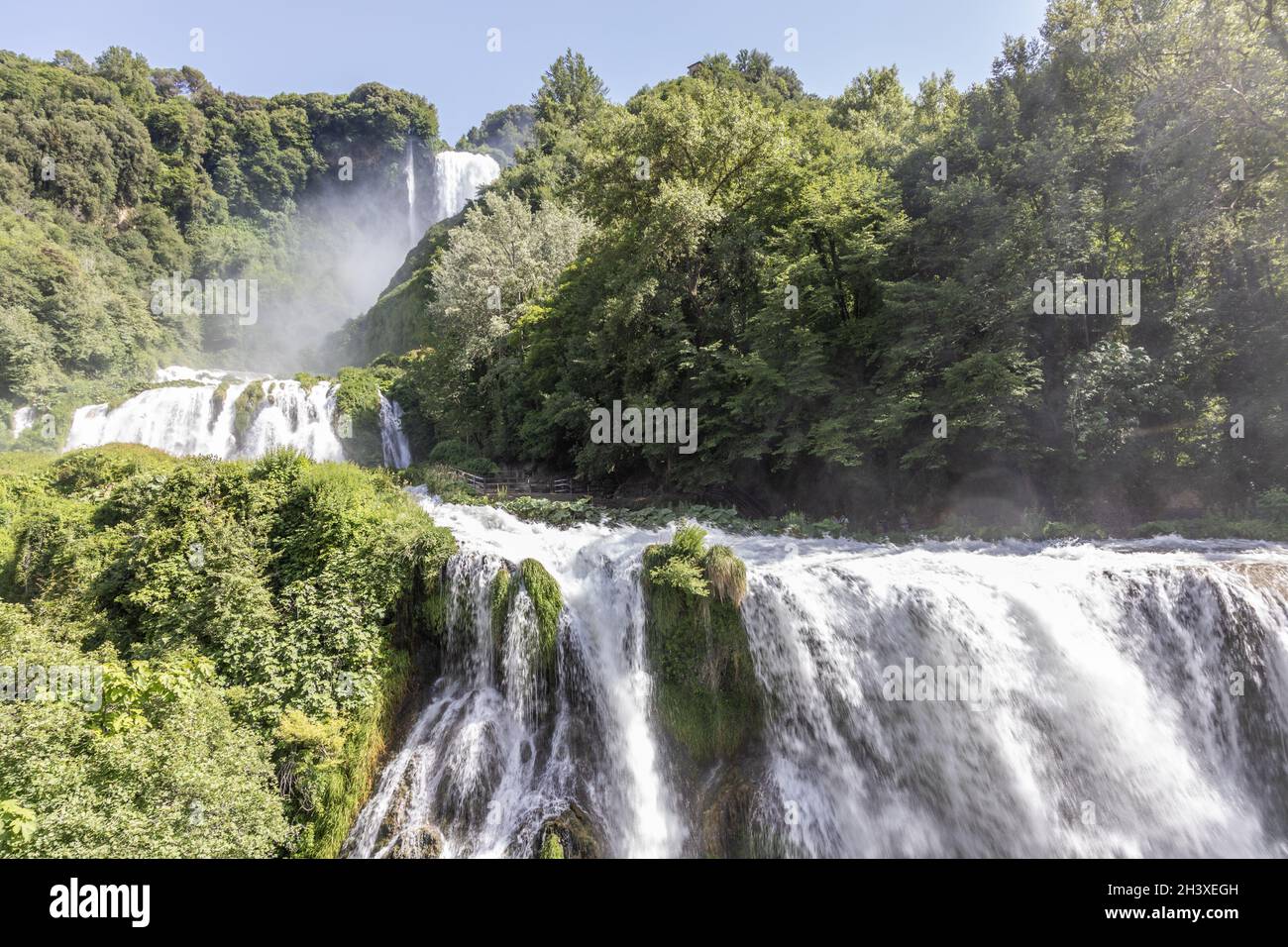 Marmore waterfall in Umbria region, Italy. Amazing cascade splashing ...