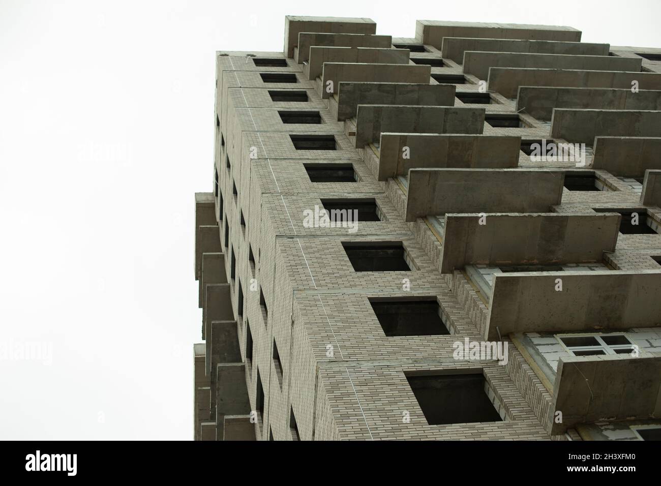 Windows of the house under construction. Construction of a building in ...