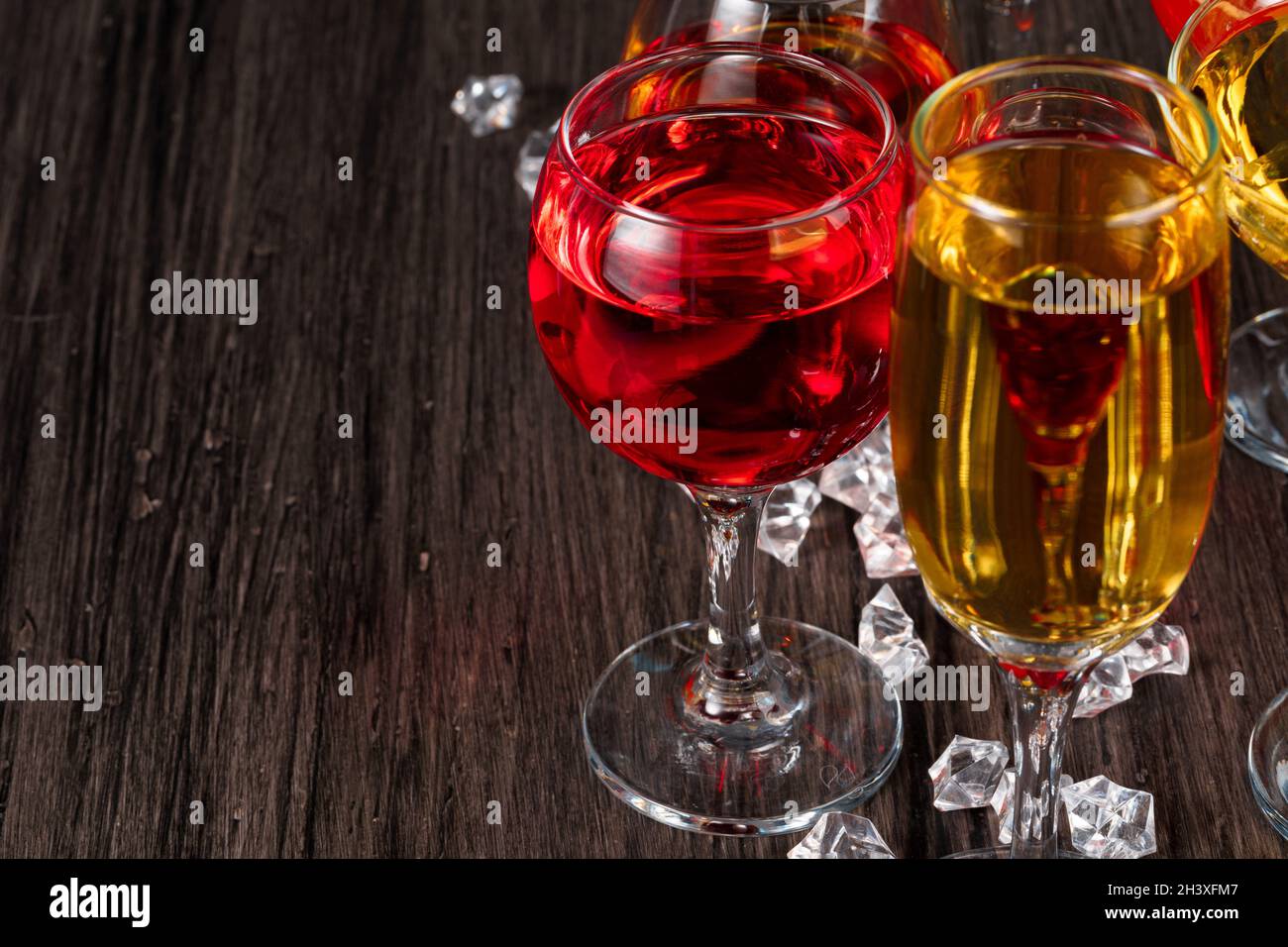 Selection of alcohol drinks in different glasses Stock Photo - Alamy