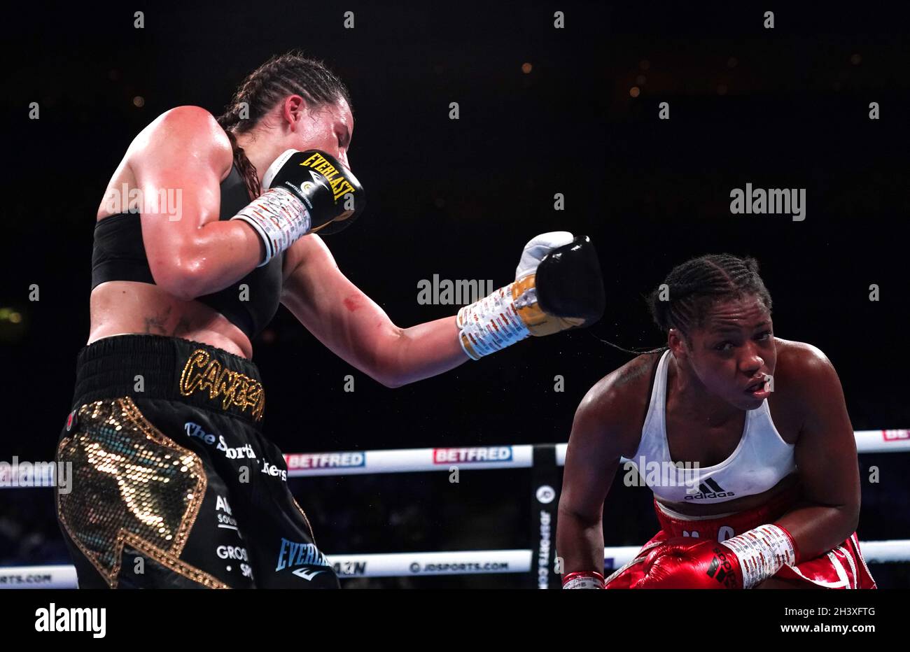 Chantelle Cameron and Mary McGee during the WBC, IBF and Ring Magazine ...