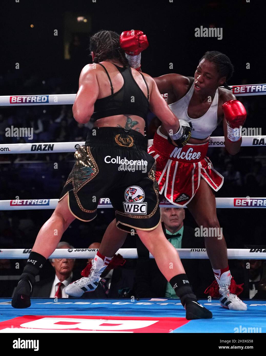 Chantelle Cameron and Mary McGee during the WBC, IBF and Ring Magazine ...