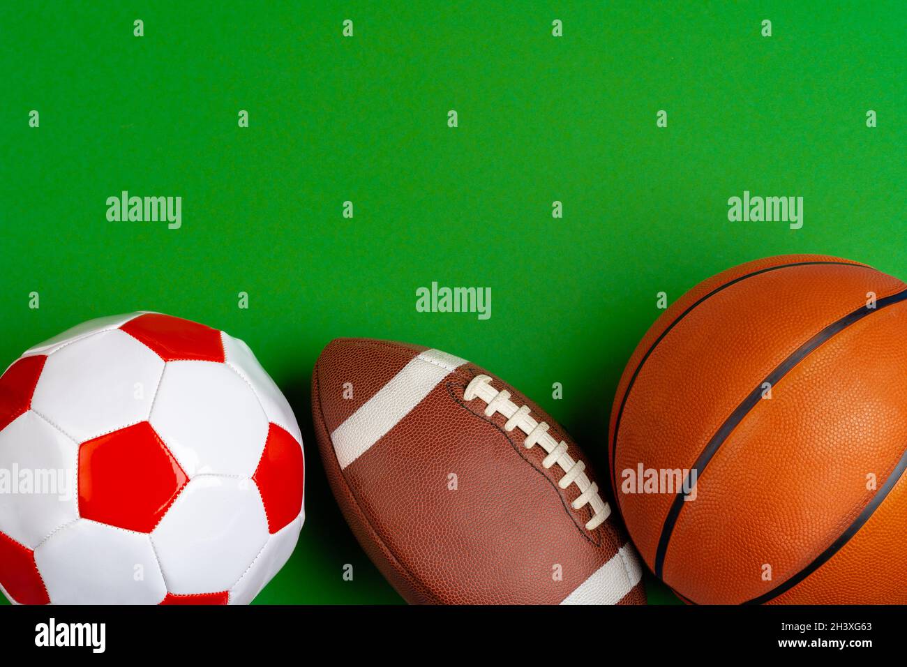 Set of balls for soccer, basketball and rugby Stock Photo - Alamy