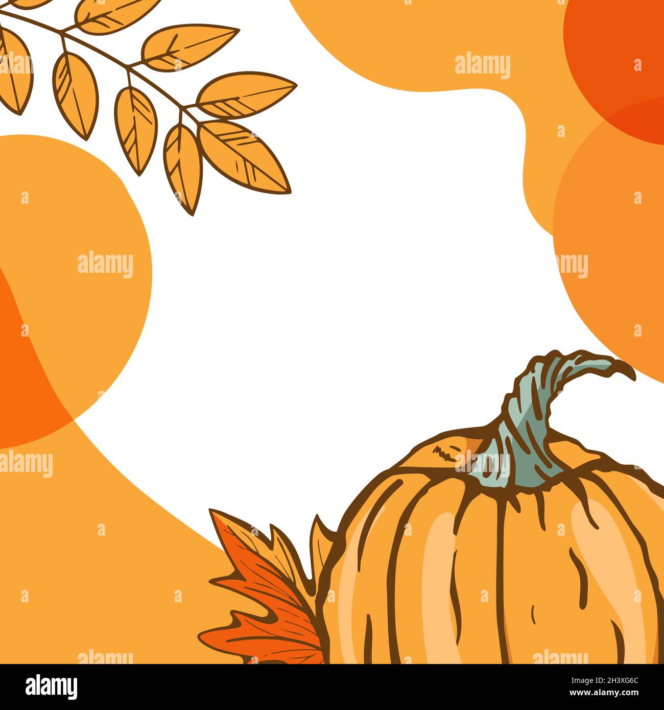 Autumn background with pumpkin and fall leaves. Minimalist autumnal ...
