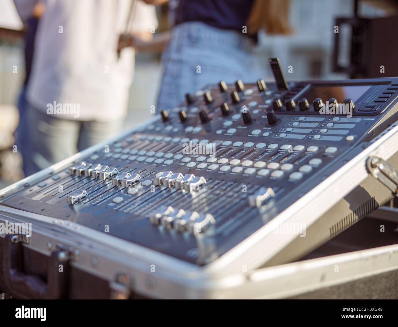 Concert sound mixer with sliders and regulators Stock Photo - Alamy
