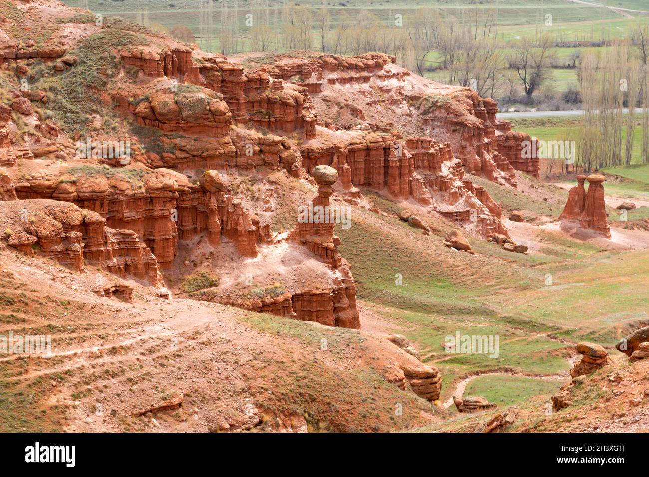 Red Fairy Chimneys Valley landscape. Red Fairy Chimneys Valley in ...