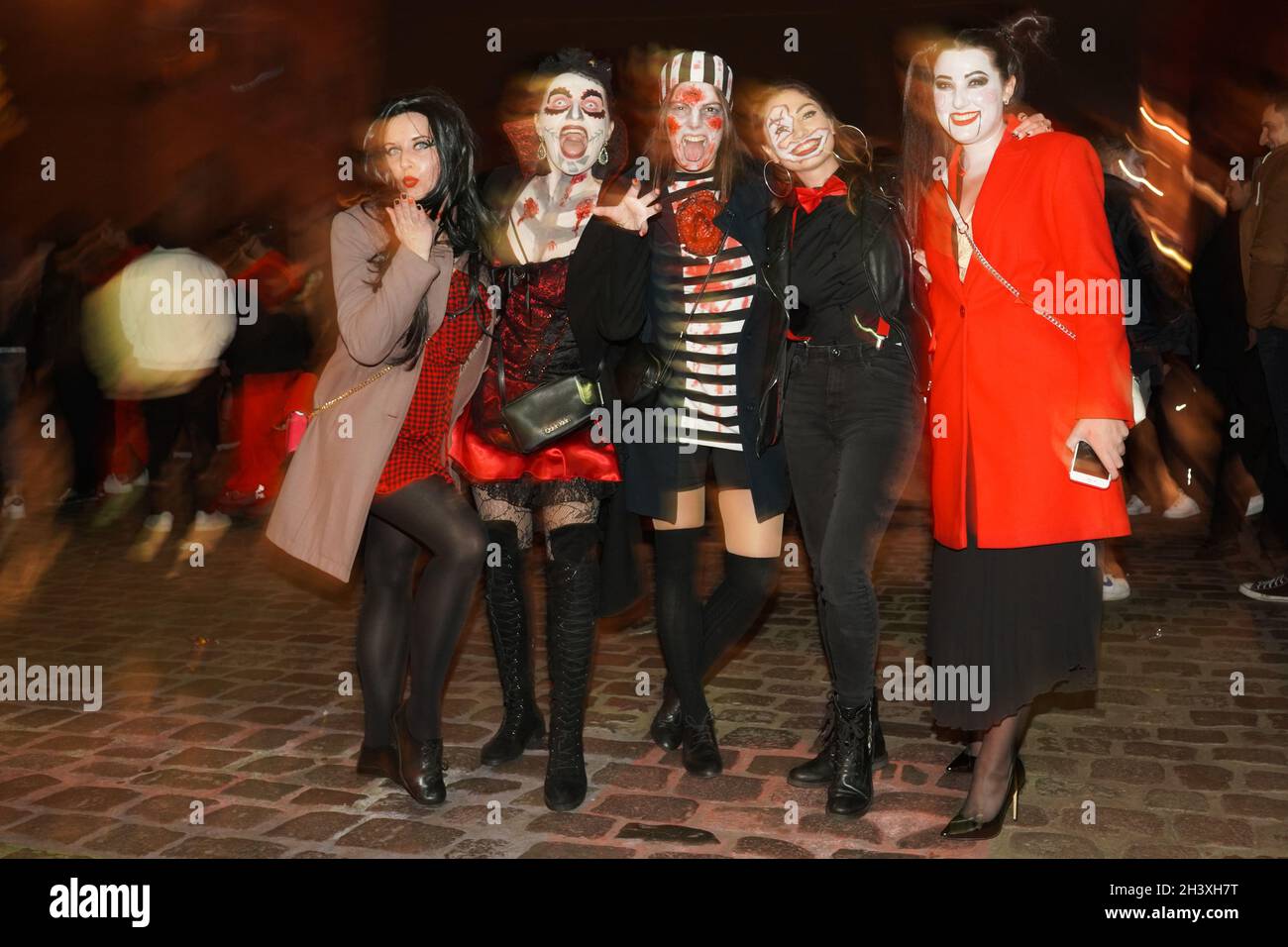 Berlin, Germany. 30th Oct, 2021. Revelers have dressed up accordingly ...