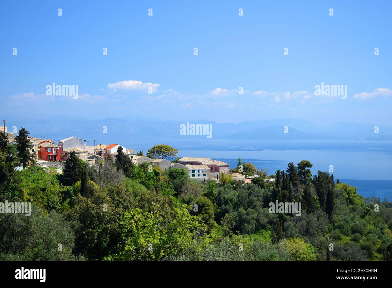 Chlomos, a mountain village on Corfu Stock Photo - Alamy