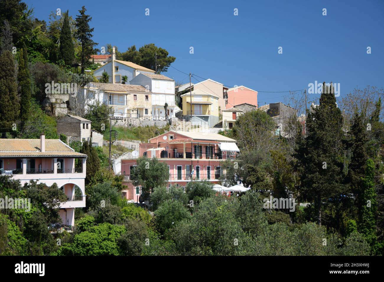 Chlomos, a mountain village on Corfu Stock Photo - Alamy