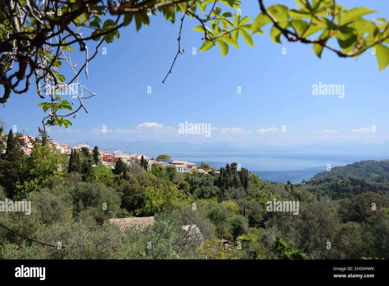 Chlomos, a mountain village on Corfu Stock Photo - Alamy
