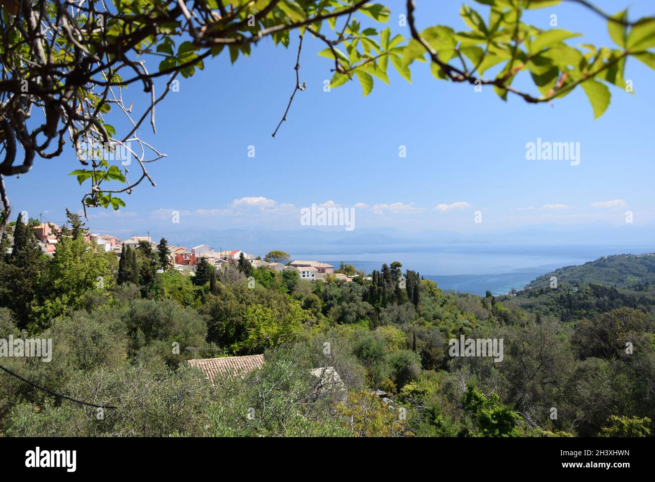 Chlomos, a mountain village on Corfu Stock Photo - Alamy