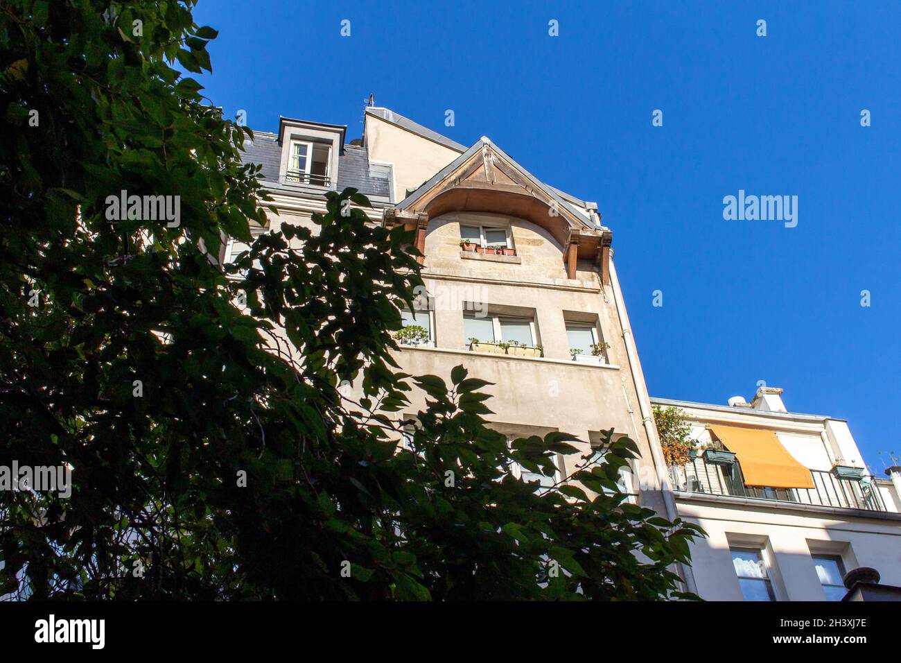 Close up exterior texture view of traditional French architecture, with ...