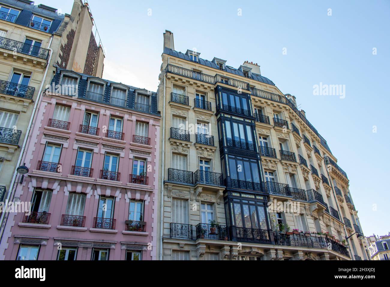 Close up exterior texture view of traditional French architecture, with ...