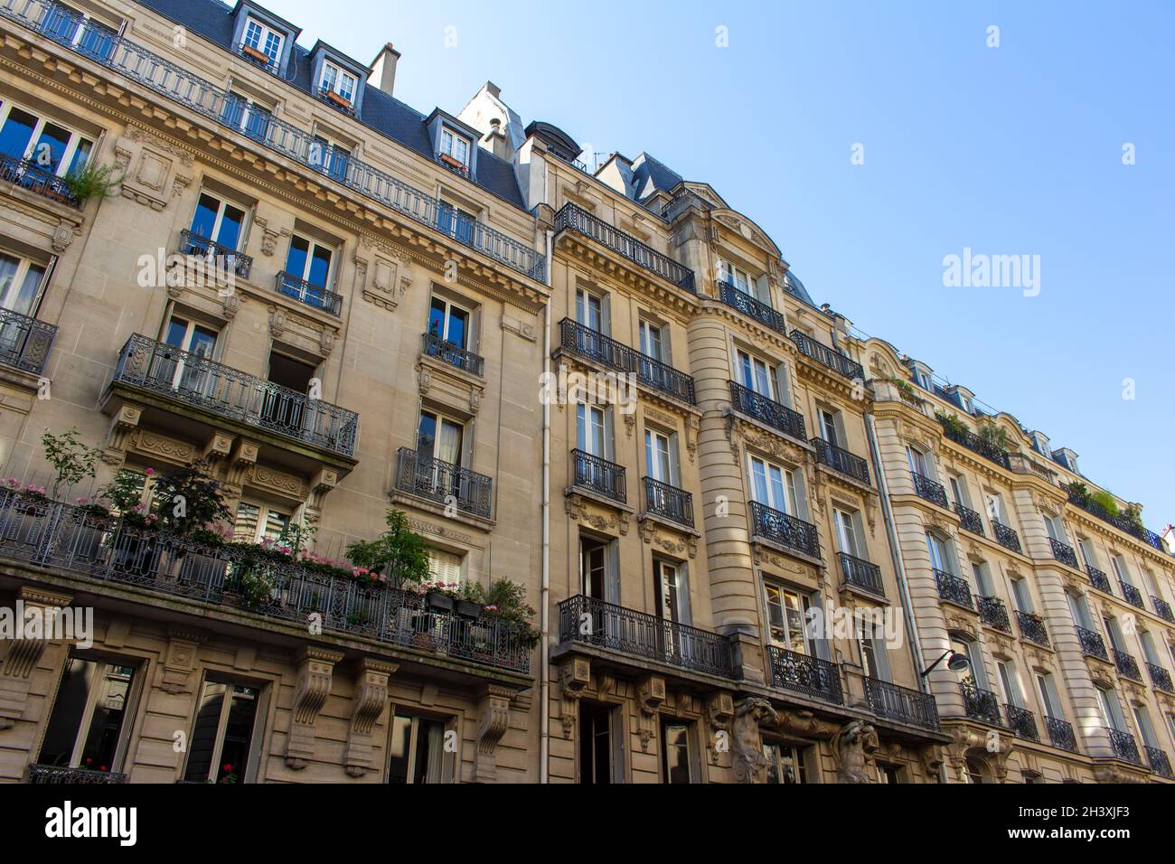 Close up exterior texture view of traditional French architecture, with ...