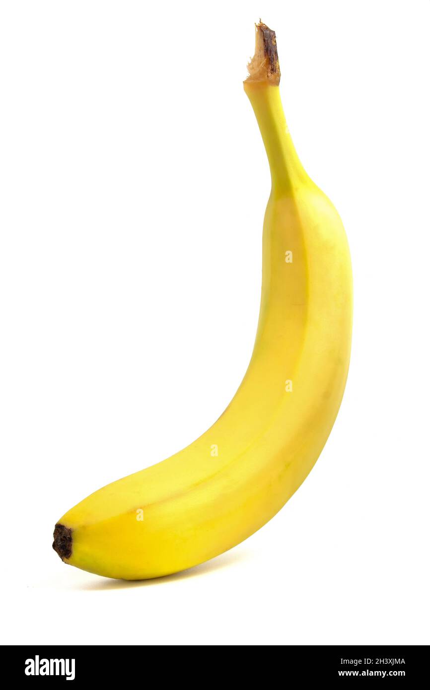 Ripe banana close-up isolated on white background Stock Photo - Alamy