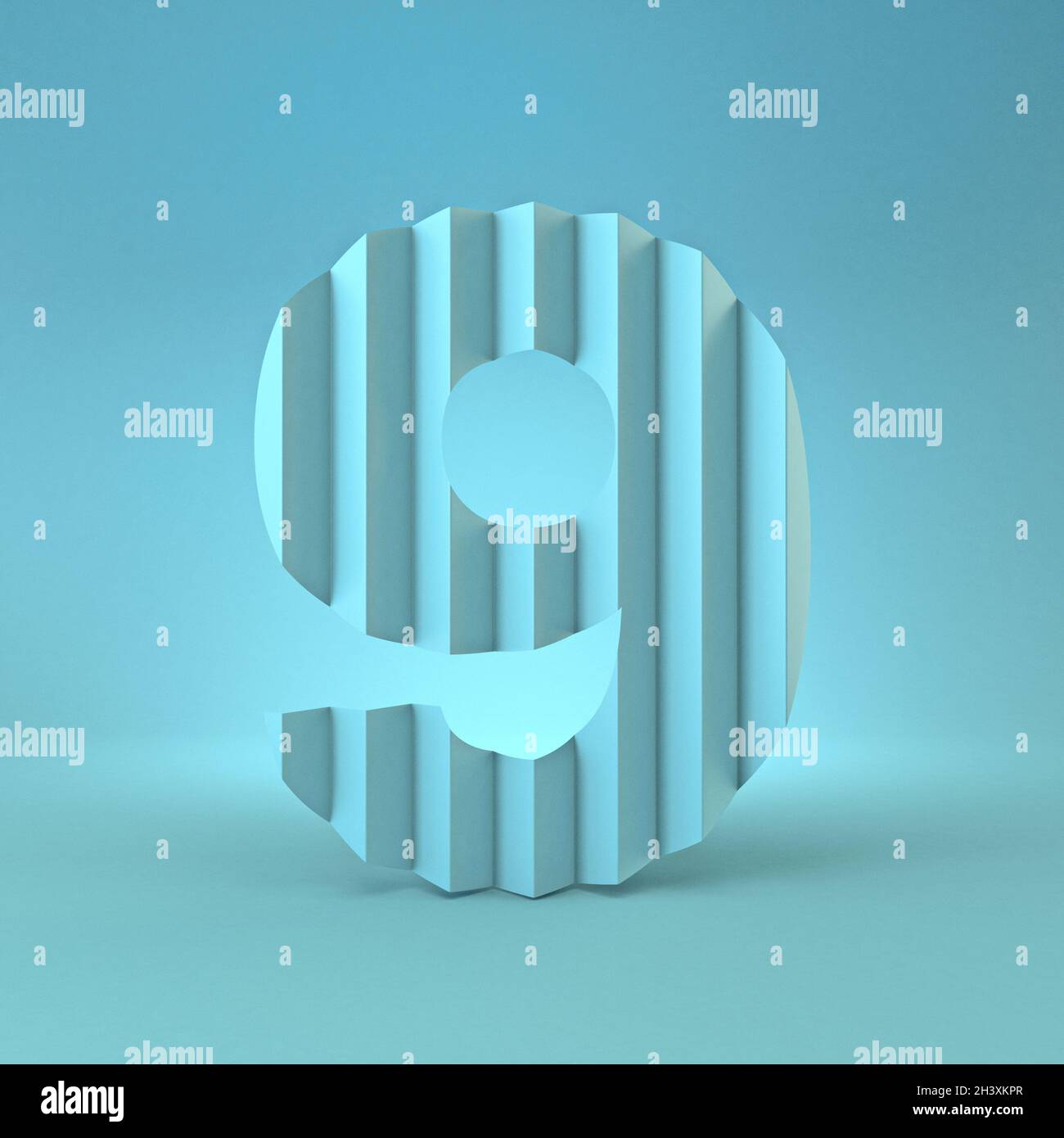 Cold blue font Number 9 NINE 3D Stock Photo - Alamy