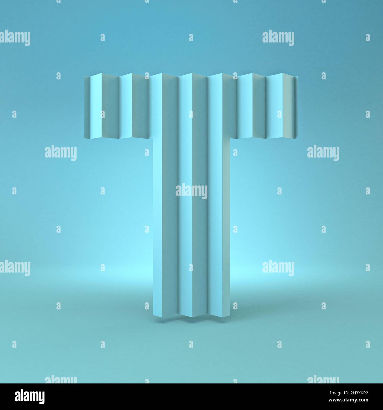 Cold blue font Letter T 3D Stock Photo - Alamy