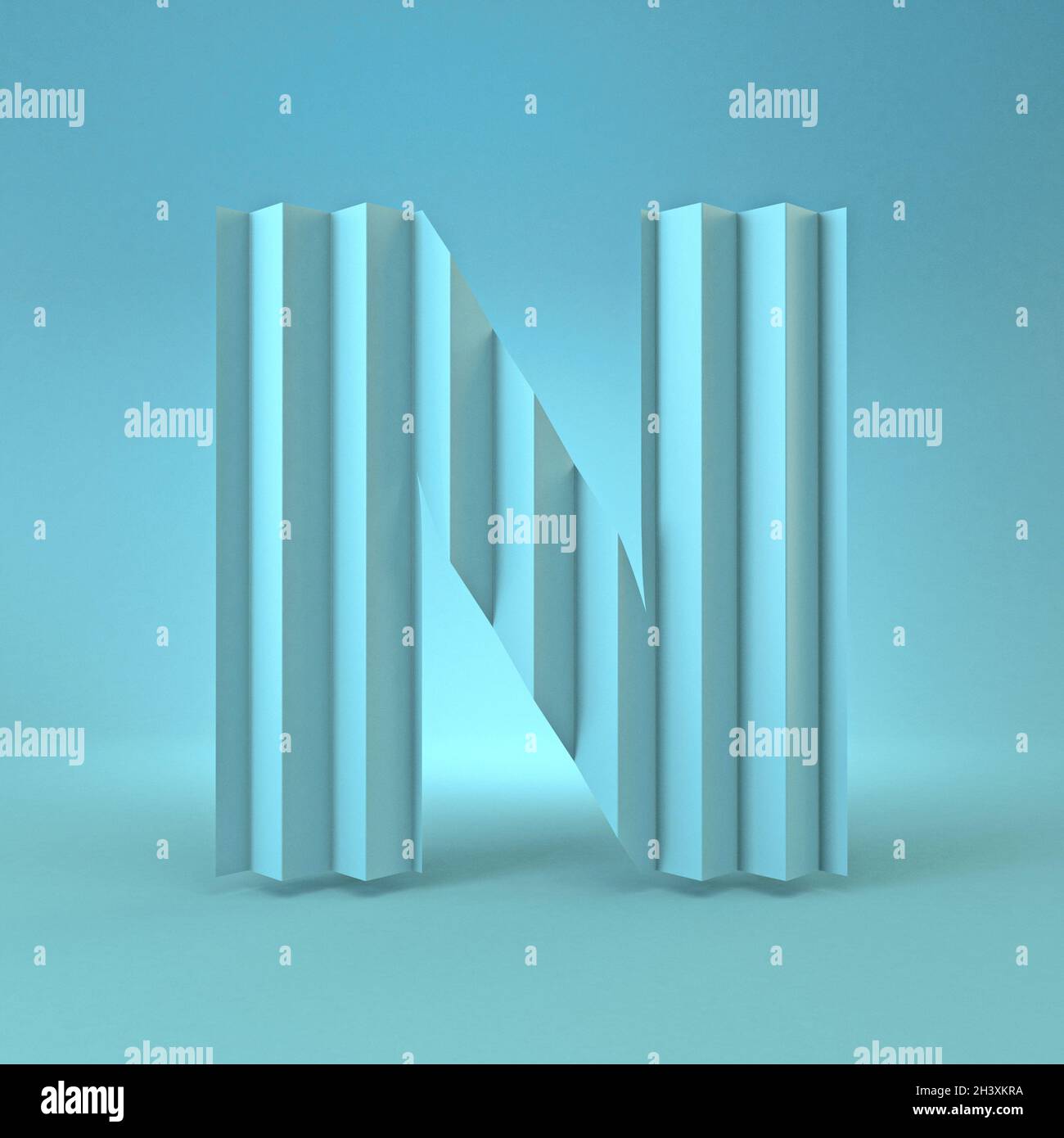 Cold blue font Letter N 3D Stock Photo - Alamy