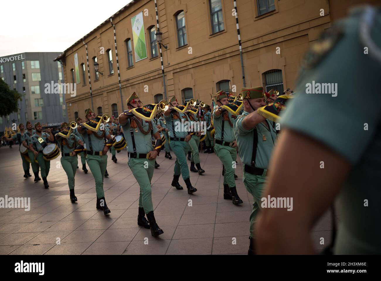 Malaga, Spain. 30th Oct, 2021. Spanish legionnaires marching, during ...