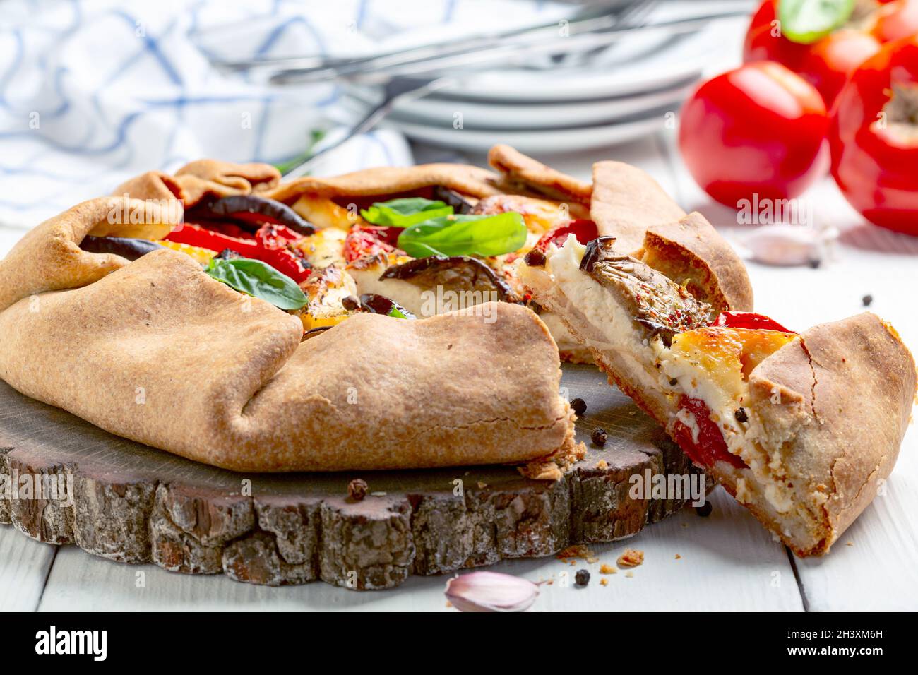 Homemade rye pie (galeta) with vegetables Stock Photo - Alamy