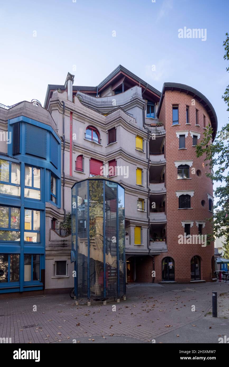 The Schtroumpf (Smurf) buildings, Geneva, Switzerland Stock Photo - Alamy