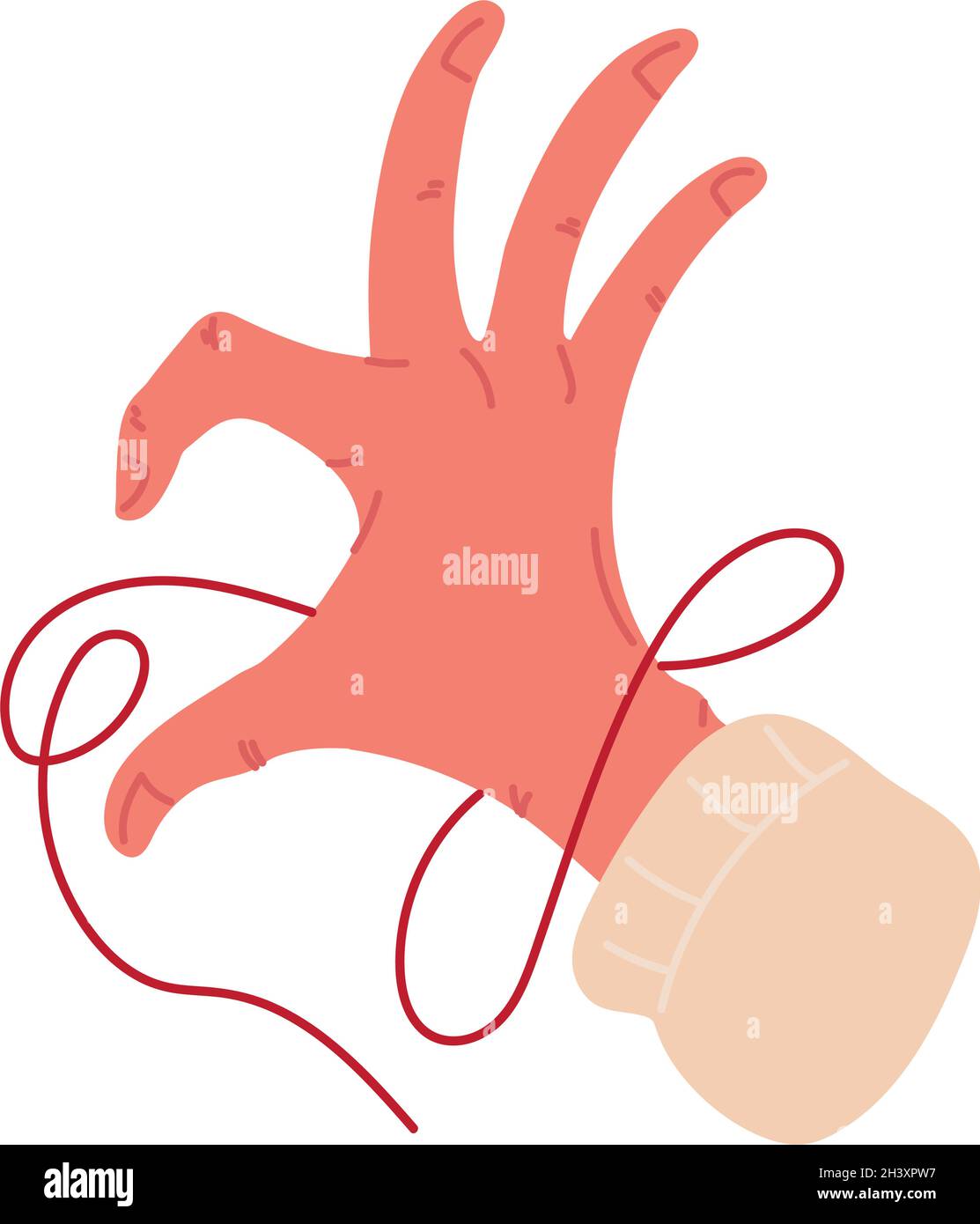 hand with red string Stock Vector Image & Art - Alamy
