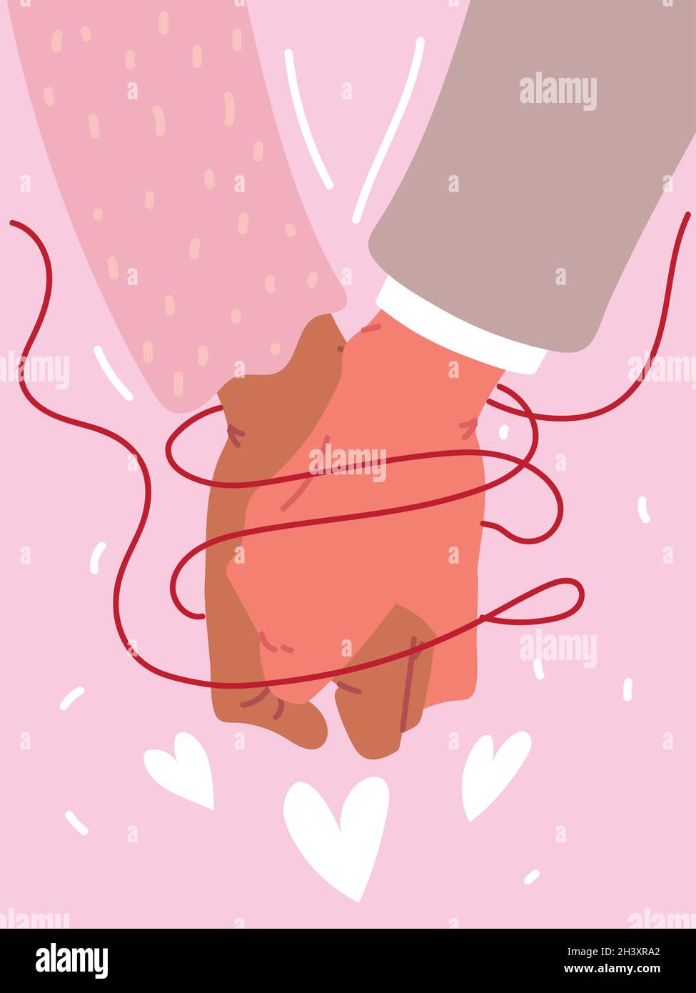 red string of destiny, hands together Stock Vector Image & Art - Alamy
