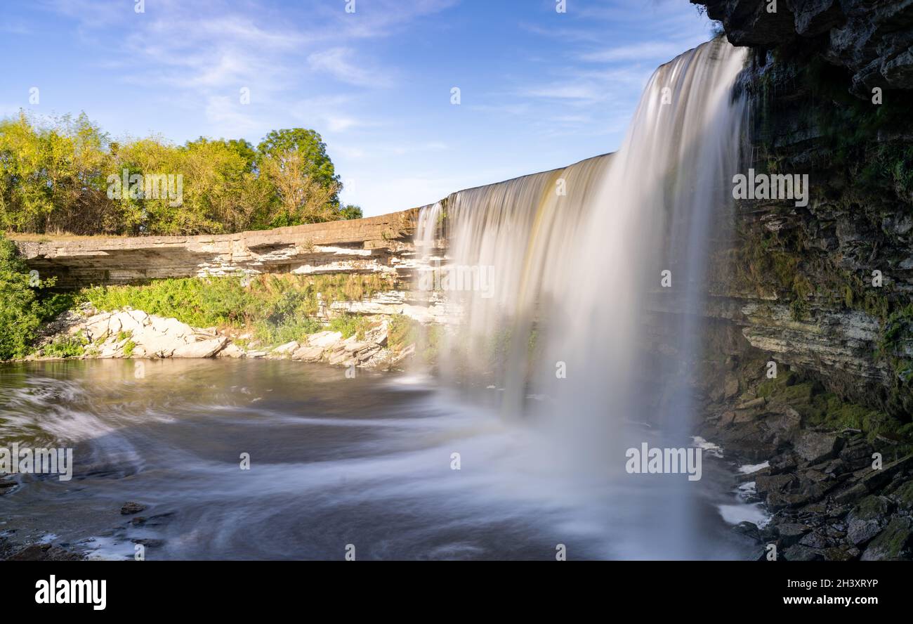 A view of the picturesque Jagala Waterfall in northern Estonia Stock ...