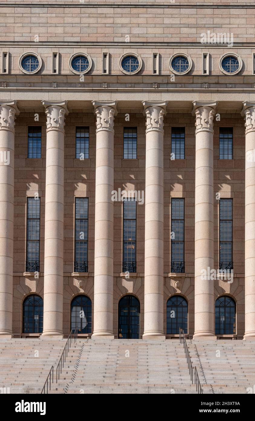 View of the Finnish Parliament building in downtown Helsinki Stock ...