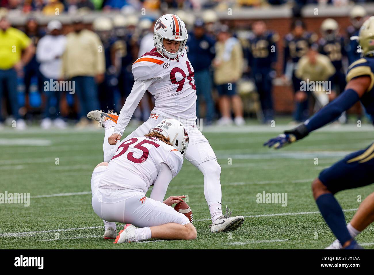 October 30, 2021: Virginia Tech's John Parker Romo (96) adds a field ...