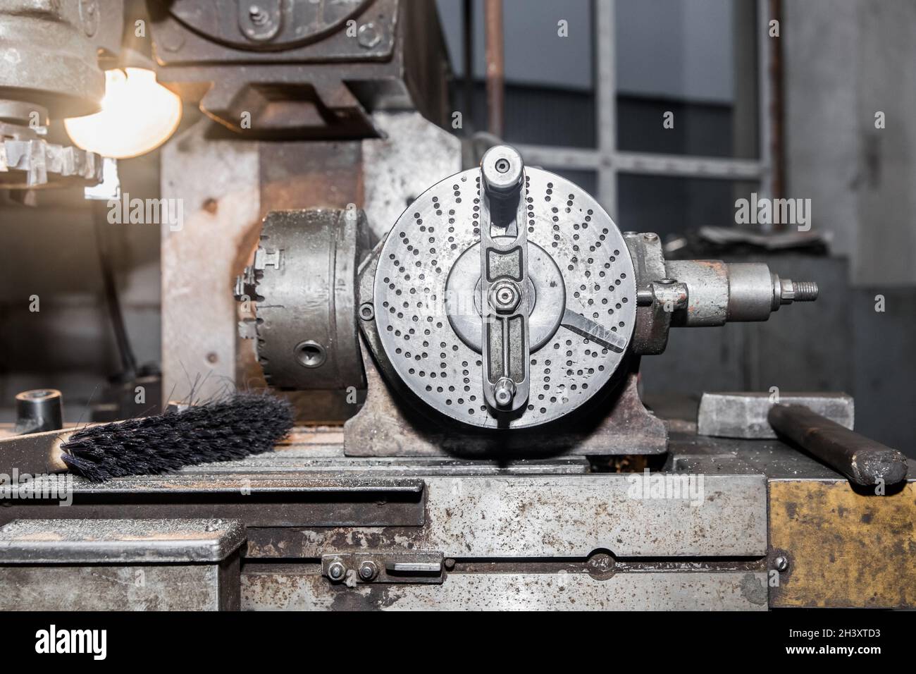 Part of the old equipment for metalworking milling machine close-up in ...