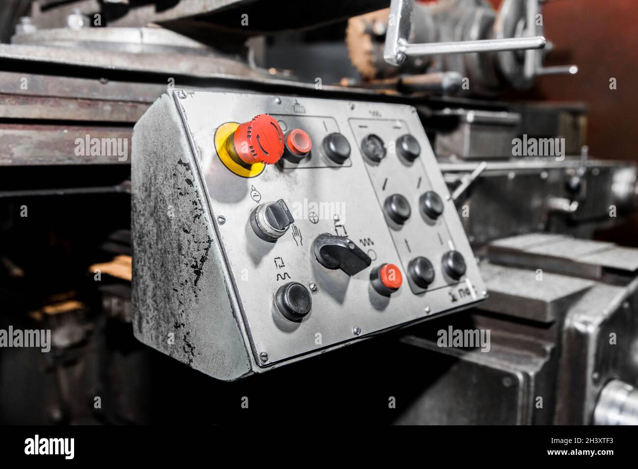 Panel with buttons control system of old industrial equipment Stock ...