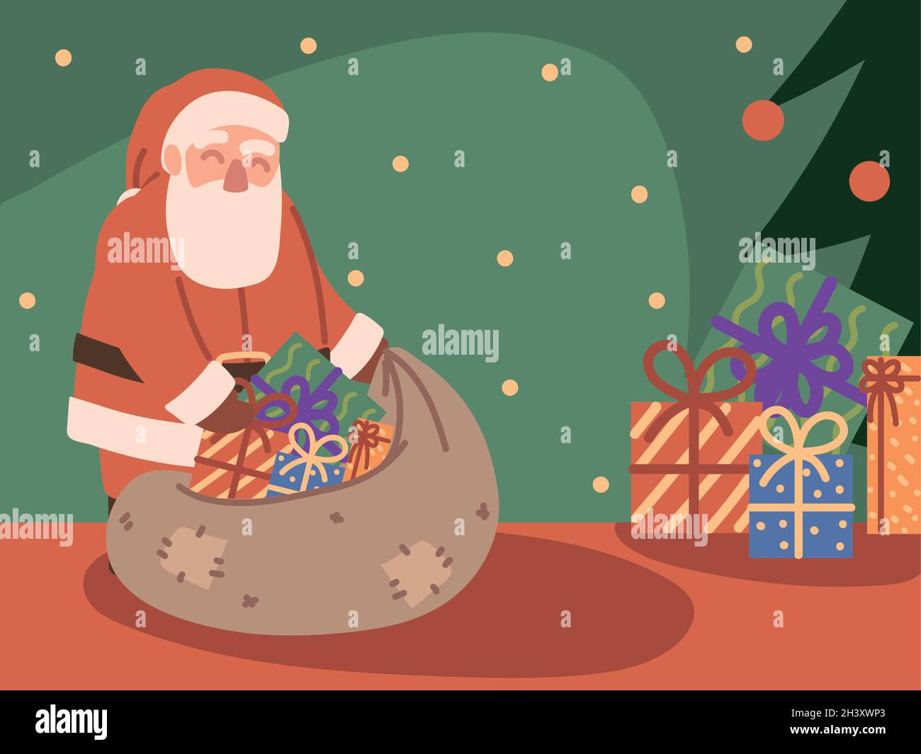 santa claus and tree Stock Vector Image & Art - Alamy