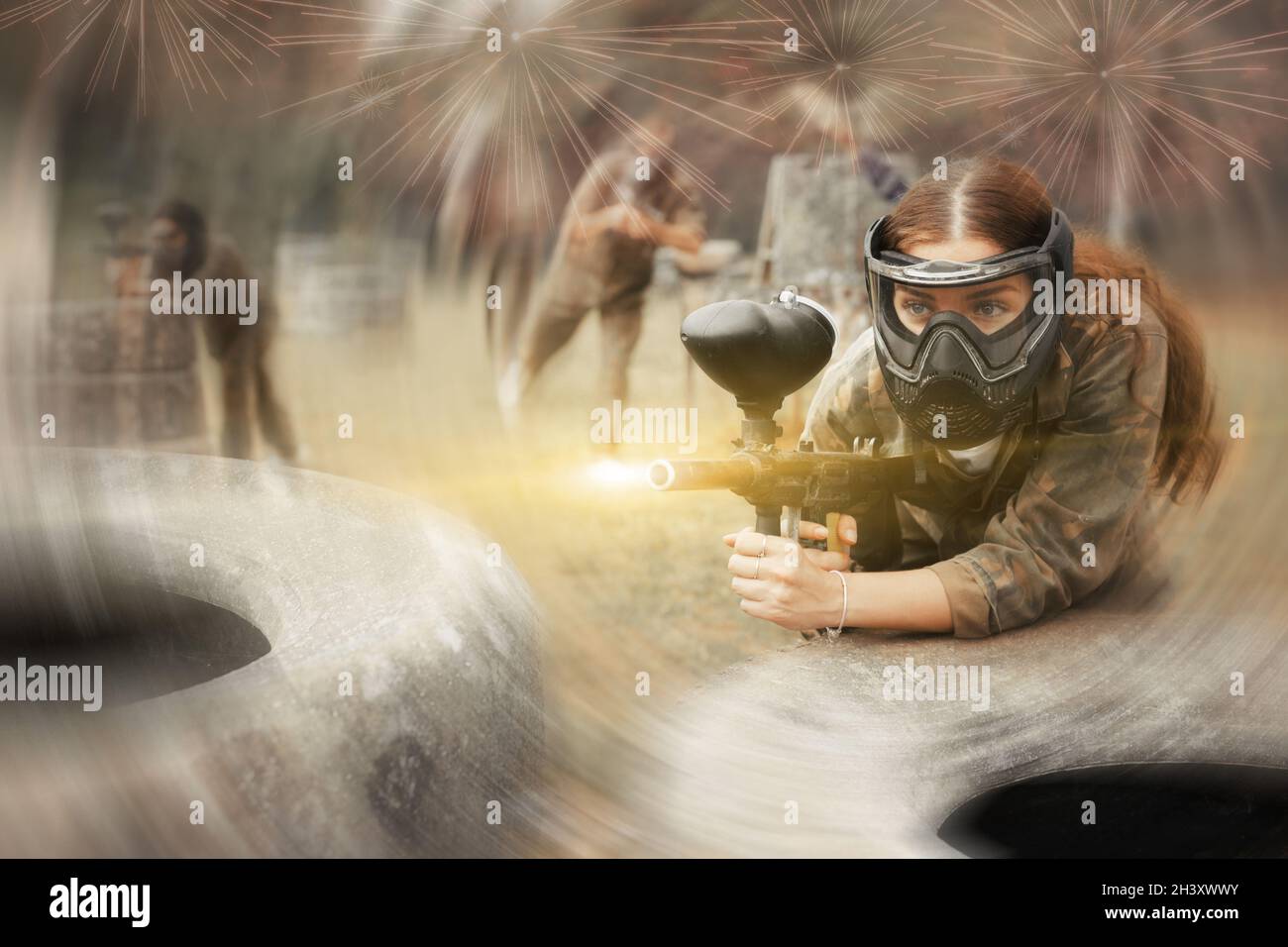 Portrait girl paintball shooting hi-res stock photography and images ...
