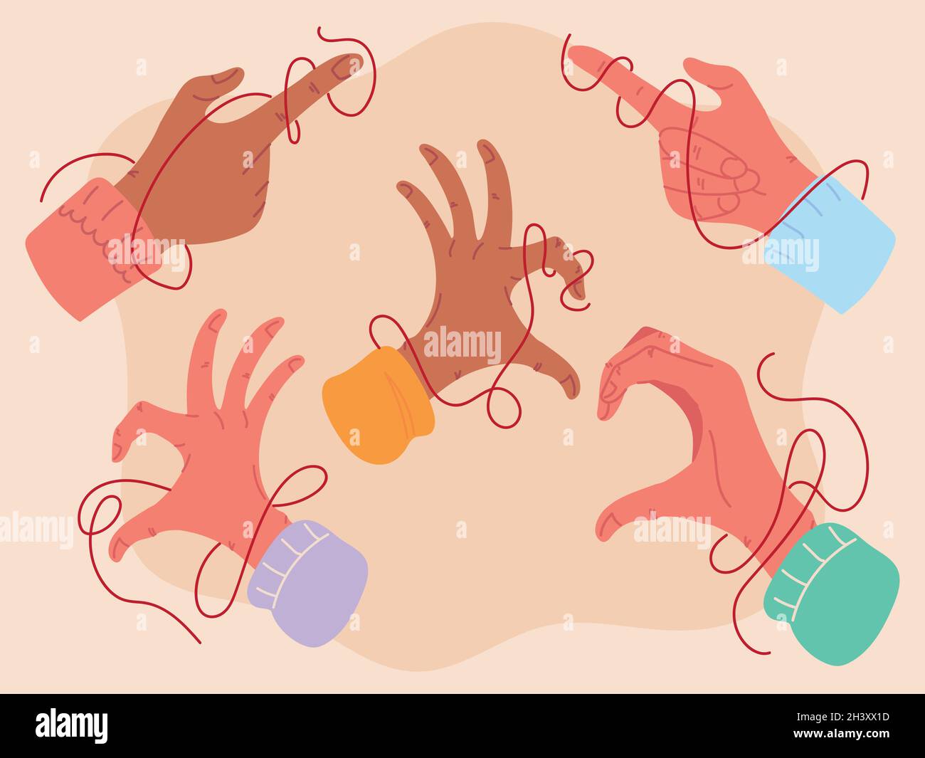 red string of destiny in hands Stock Vector Image & Art - Alamy