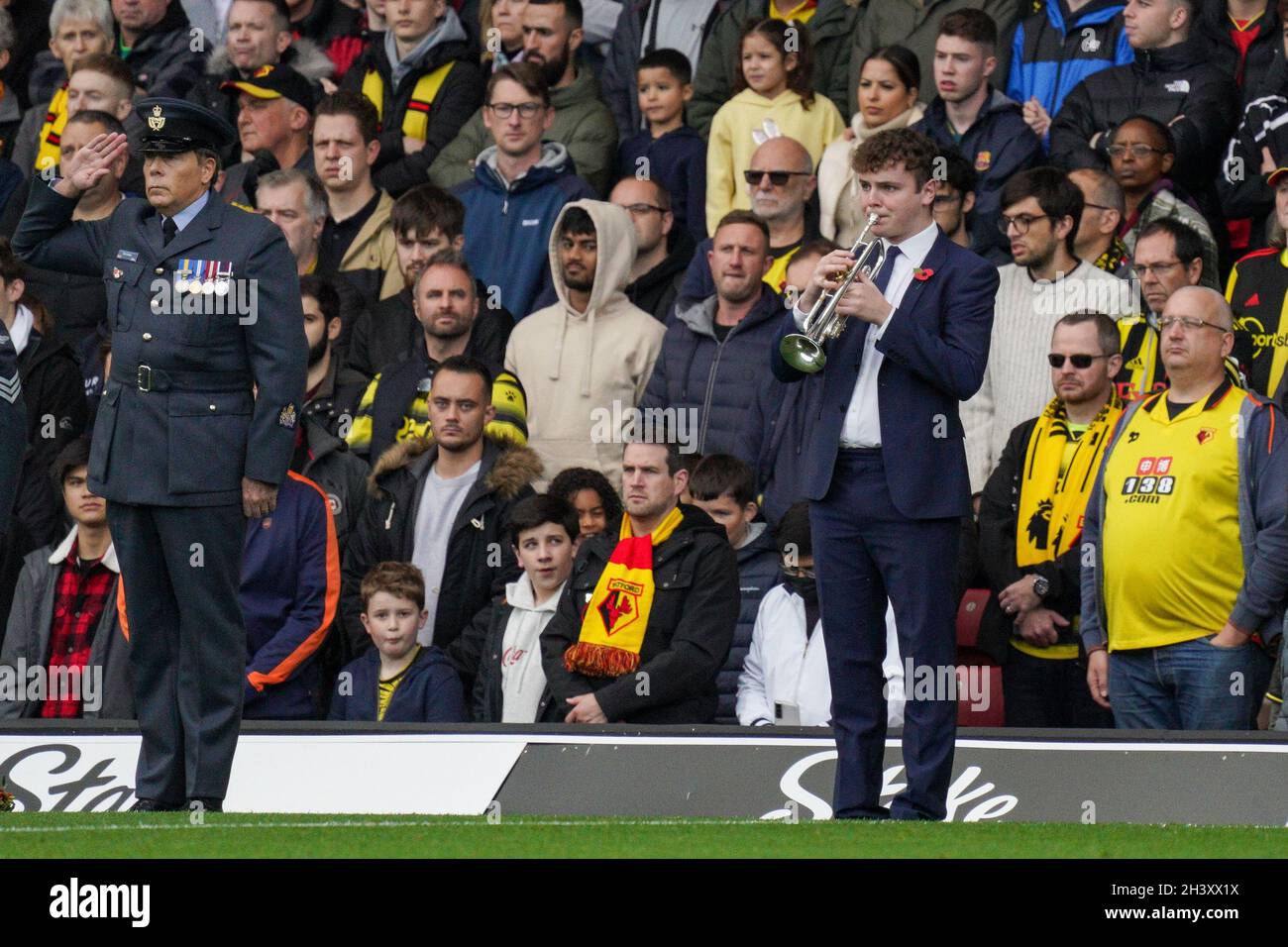 Prior to kick off Matthew Kenny plays the Last Post Stock Photo - Alamy