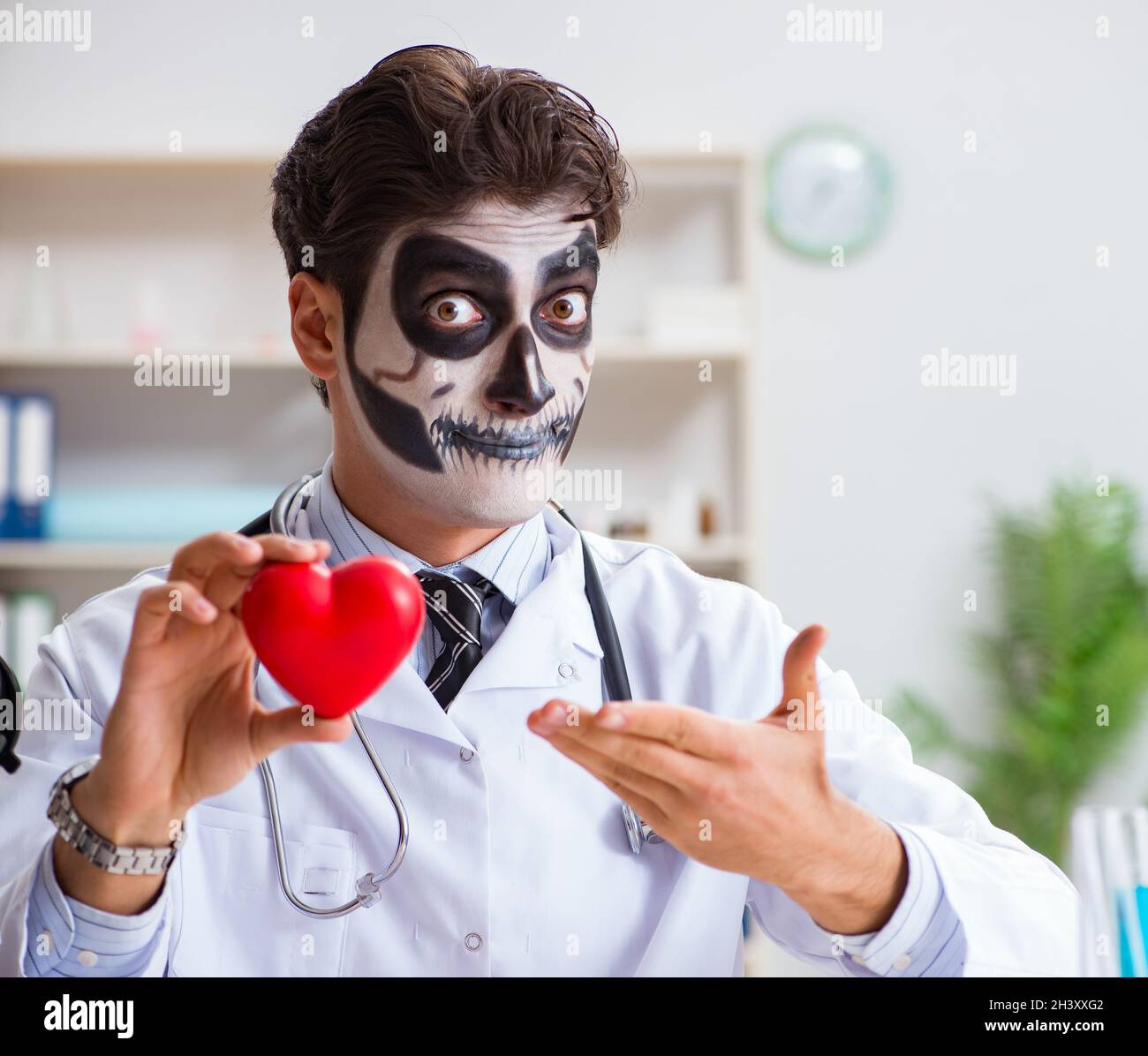 Scary monster doctor working in lab Stock Photo - Alamy
