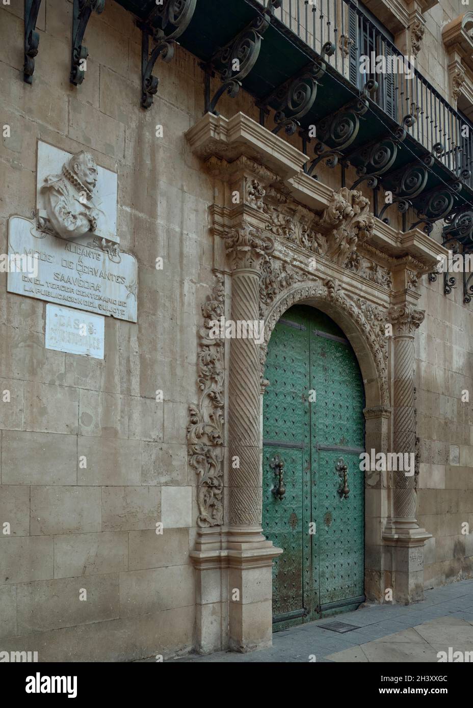 Alacant, Spain. Facade of the historic building of the City Hall of the ...