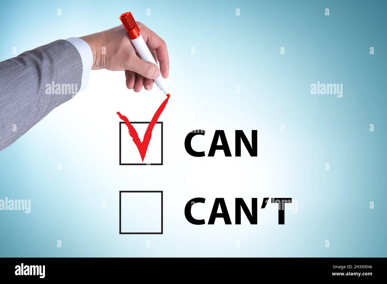 Concept of can and cant Stock Photo - Alamy