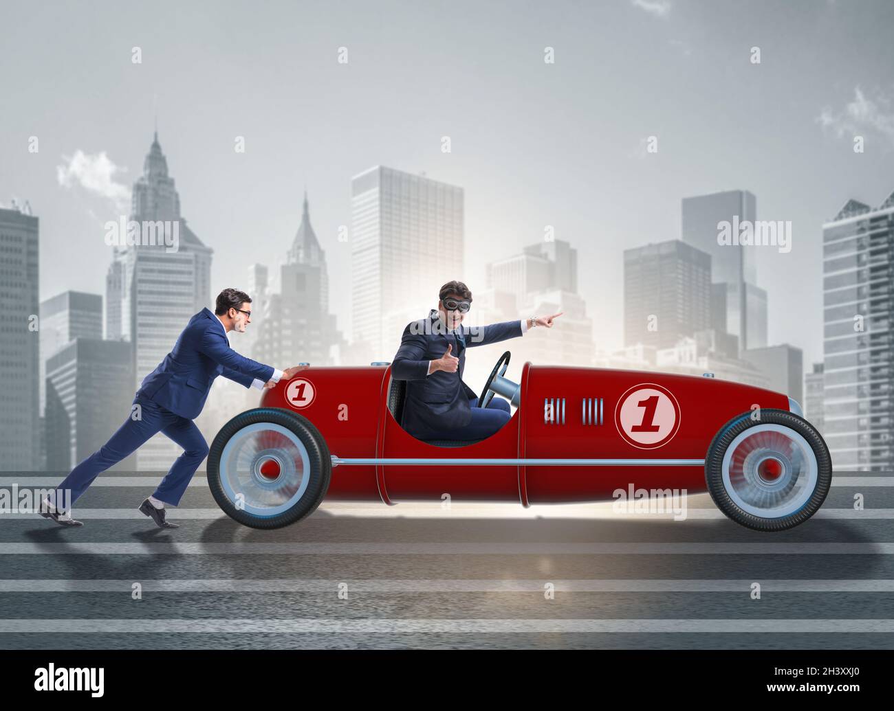 Funny pushing car hi-res stock photography and images - Alamy