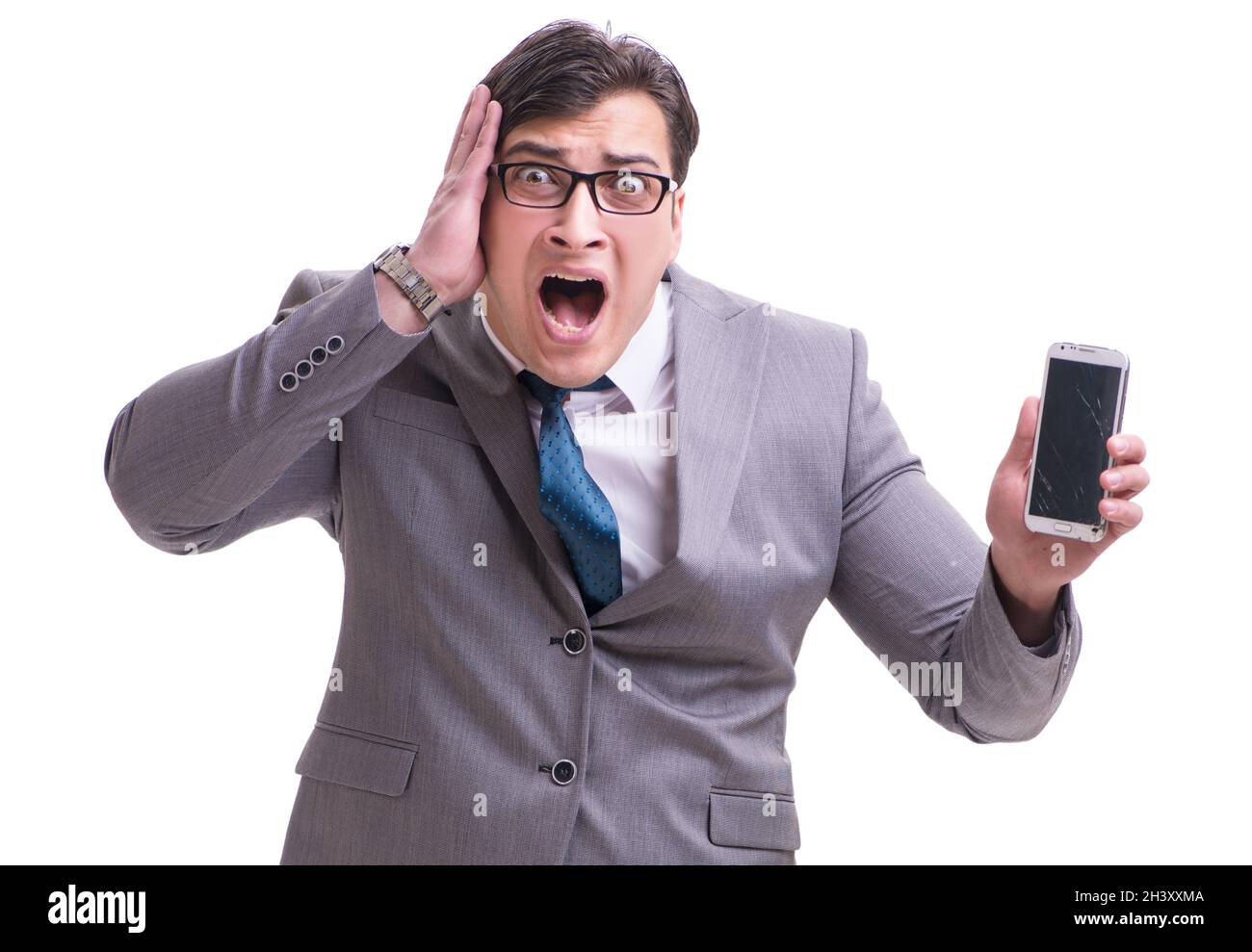 Yelling phone scared hi-res stock photography and images - Alamy