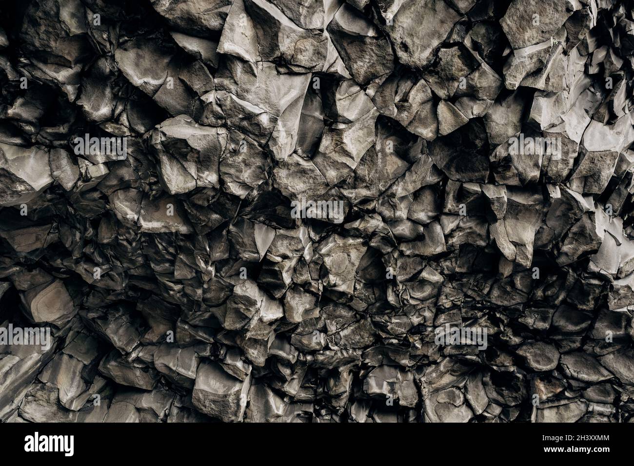 Closeup of texture of basalt stones on the beach of Vik, Iceland Stock ...