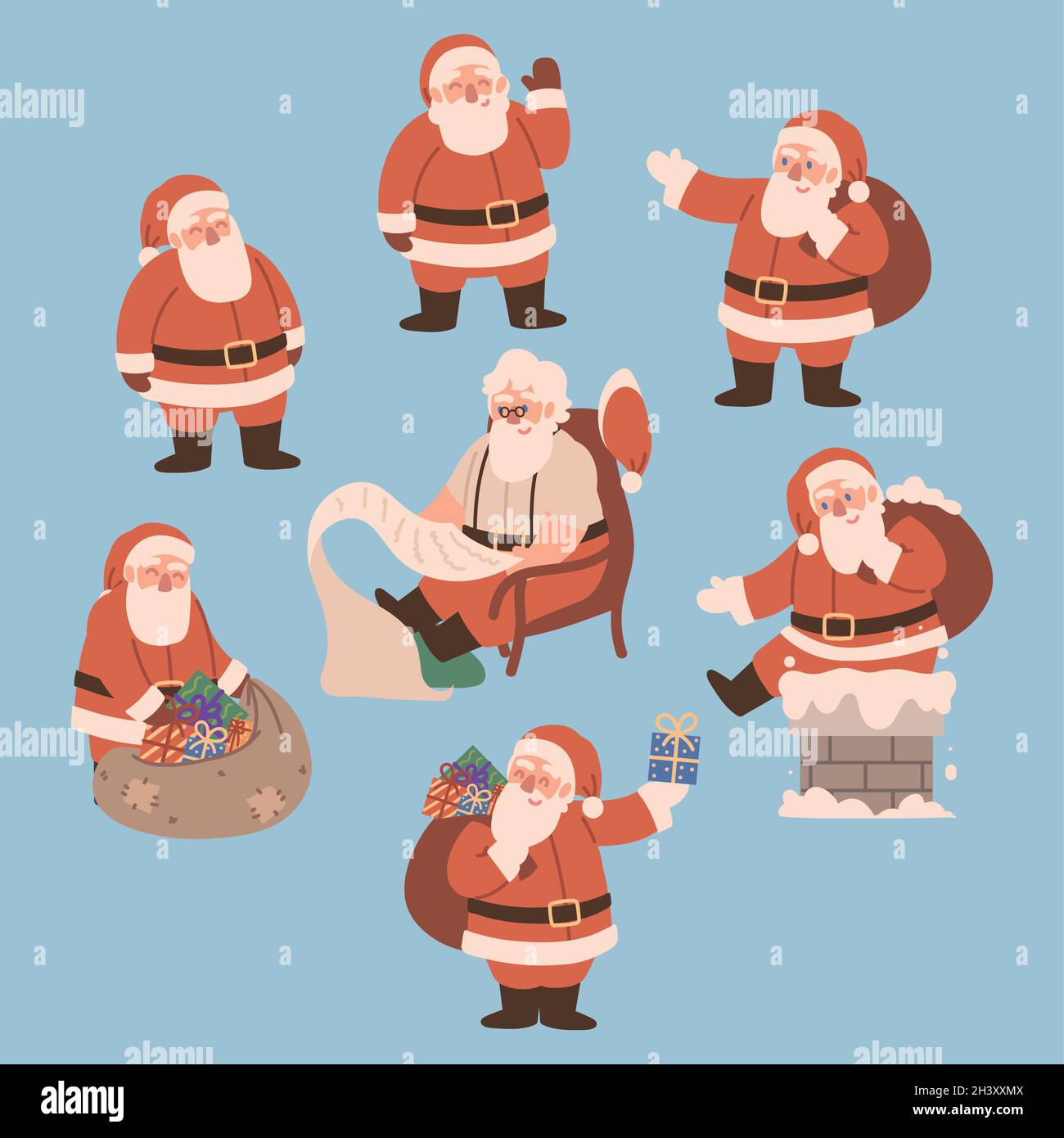set of cartoon santa claus Stock Vector Image & Art - Alamy