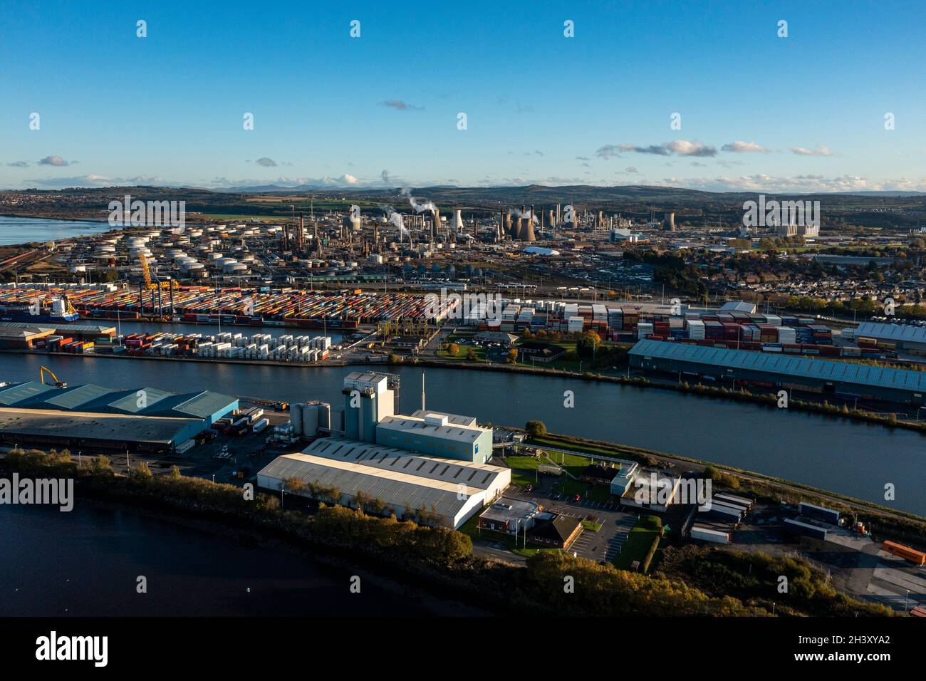Grangemouth, Scotland, UK. 30th Oct, 2021. PICTURED: Aerial drone view ...