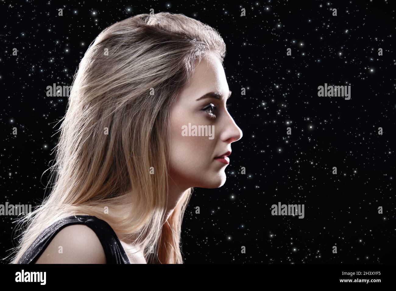 Female face side profile hi-res stock photography and images - Alamy