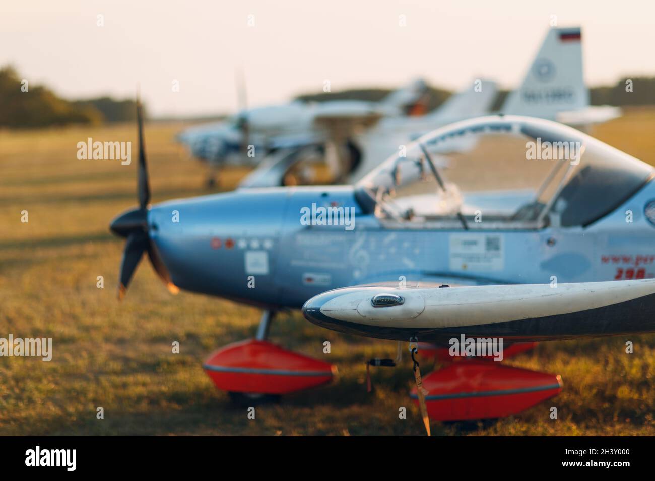 RUSSIA, MOSCOW - AUGUST 1, 2020: Small private single engine propeller ...