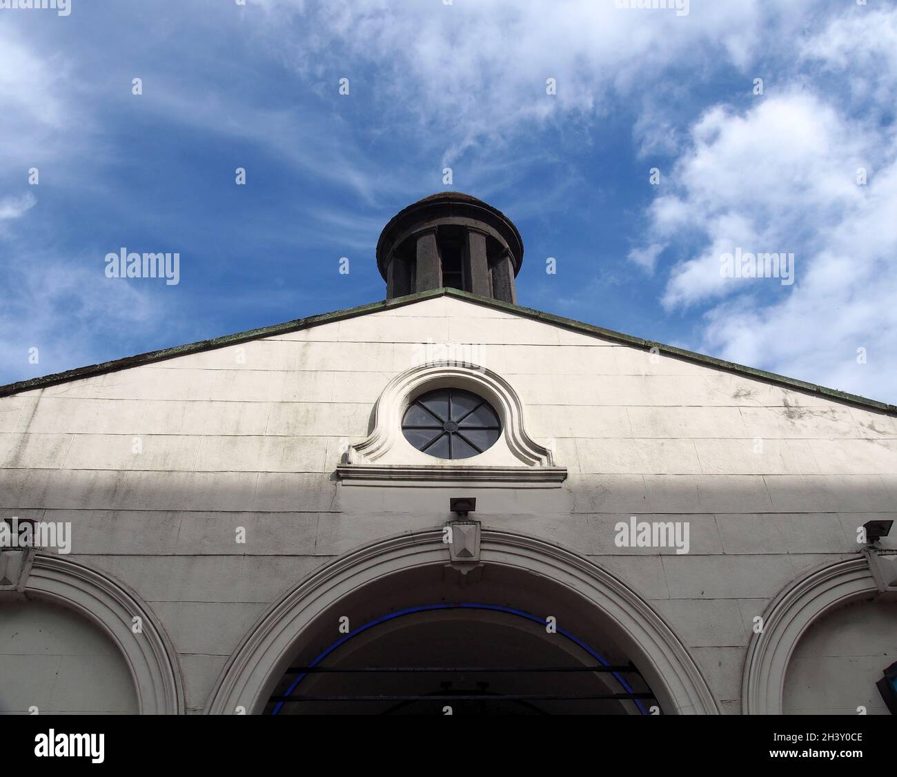 Close up of the front and cupola of the historic 18th century white ...