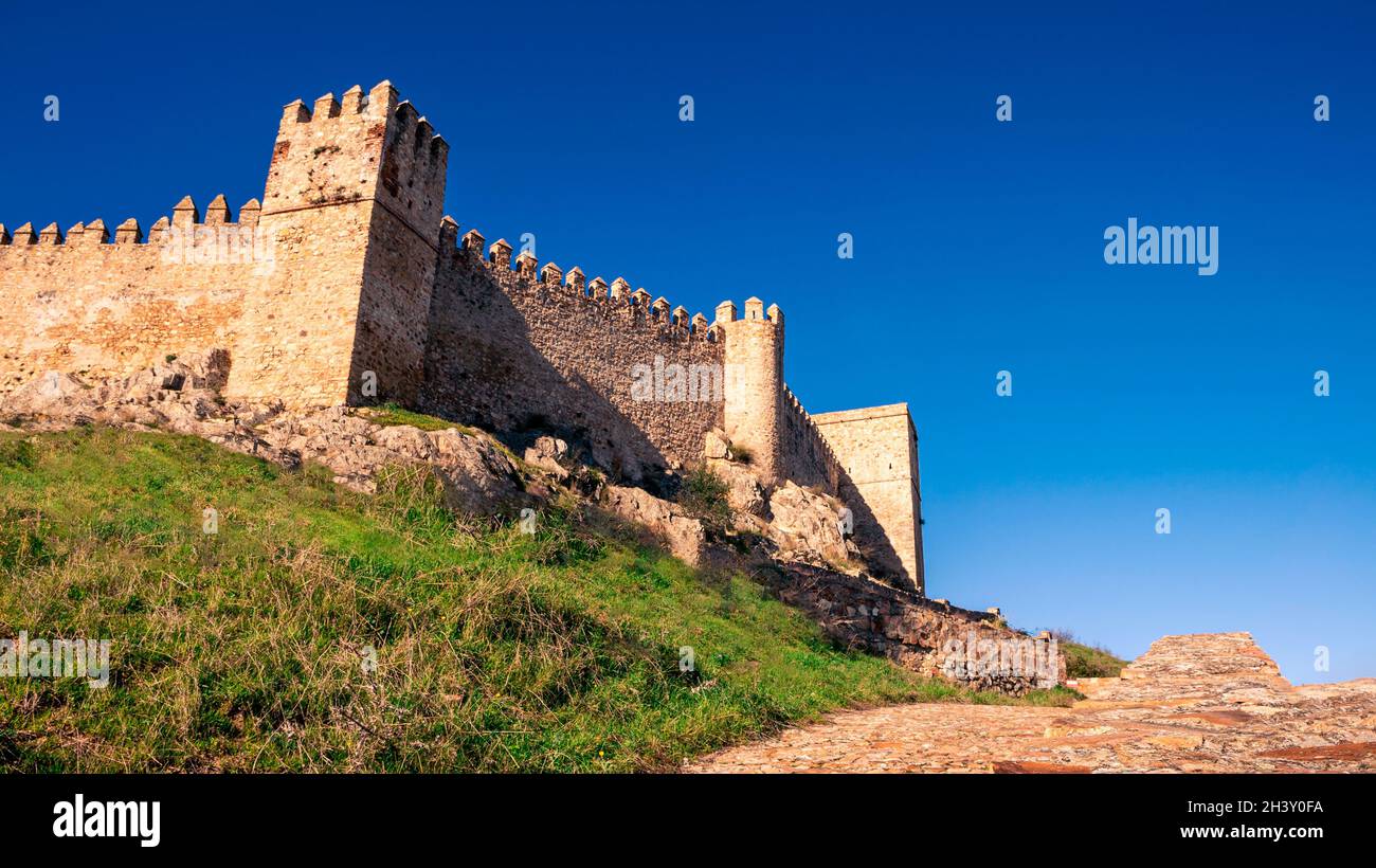 Castle medieval of Santa Olalla del Cala in the province of Huelva ...